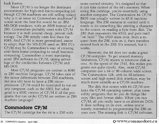 cp_m_compute_april85_c – Commodore Computers: C64 VIC20 PET C128 Plus4 – 8 Bit PC's